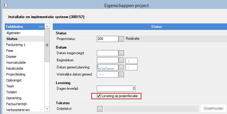 Project instellen voor integratie Projecten en Ordermanagement - AFAS ...