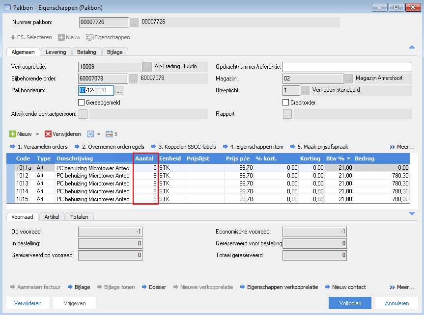 Voorraadprofiel voor controle artikel voorraad - AFAS Help Center