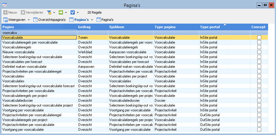 Functionaliteit Voorcalculatie inrichten voor InSite - AFAS Help Center